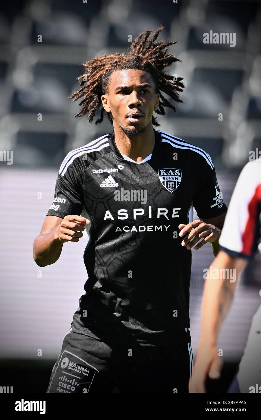 Eupen, Belgium. 24th June, 2023. Eupen's Teddy Alloh pictured during a ...