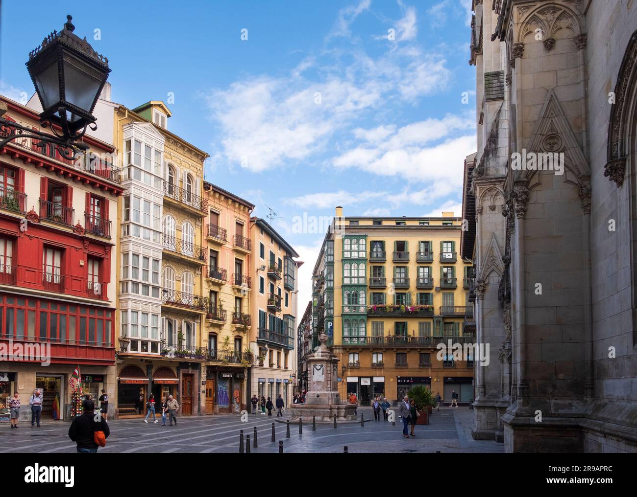 Casco Viejo or old town area with plaza and cathedral, Bilbao, Basque ...
