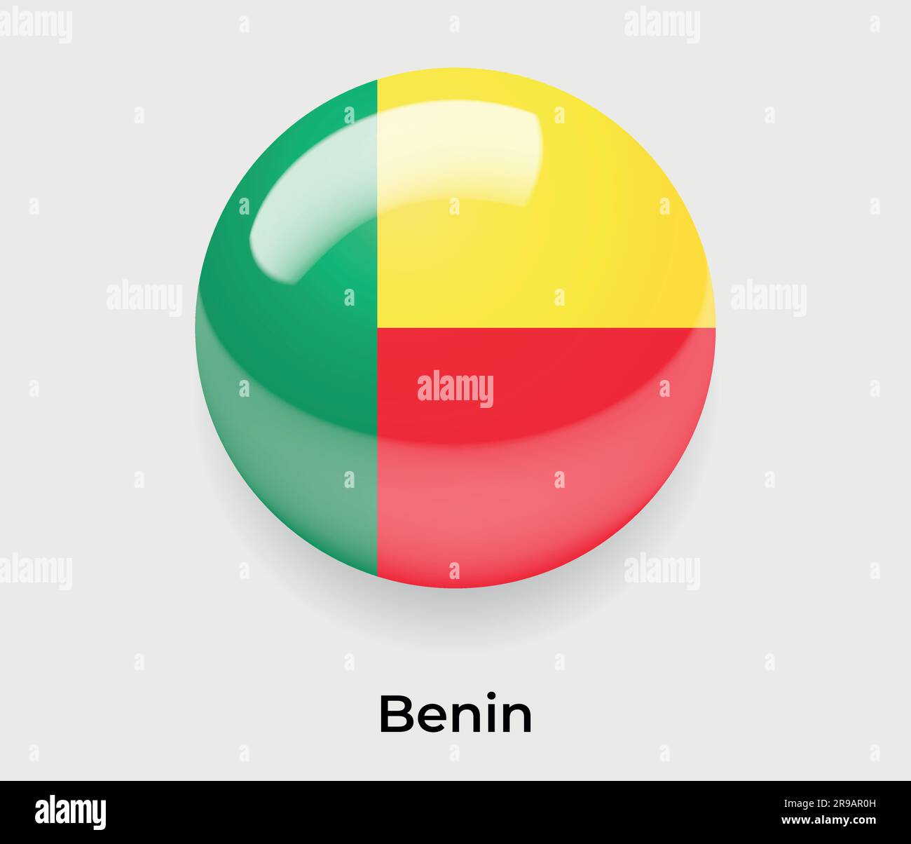 Benin flag glossy circle hi-res stock photography and images - Alamy