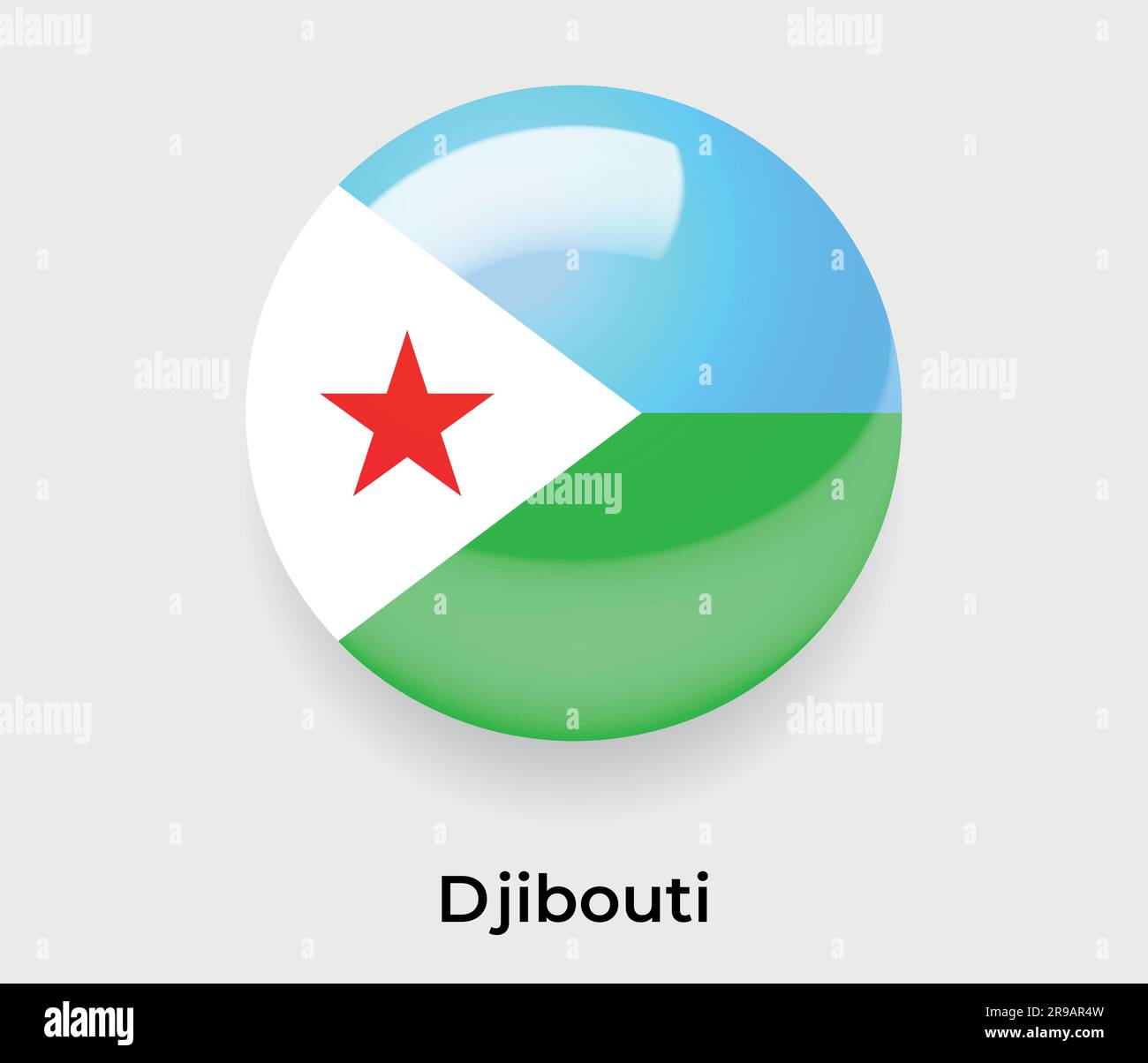 Djibouti Glossy Flag Bubble Circle Round Shape Icon Vector Illustration