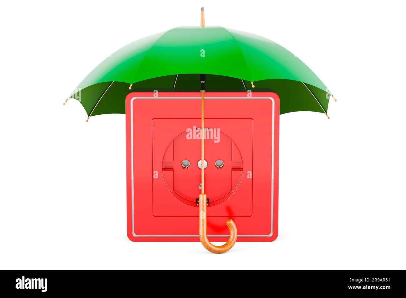 Electrical outlet, socket under umbrella. 3D rendering isolated on ...