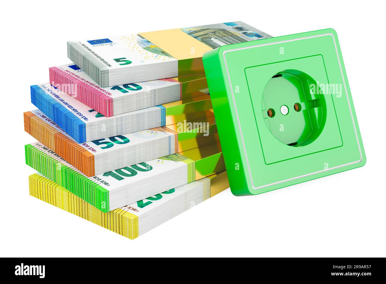 Electrical outlet, socket with euro packs. 3D rendering isolated on ...