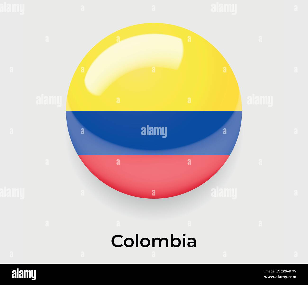 Colombia glossy flag bubble circle round shape icon vector illustration ...