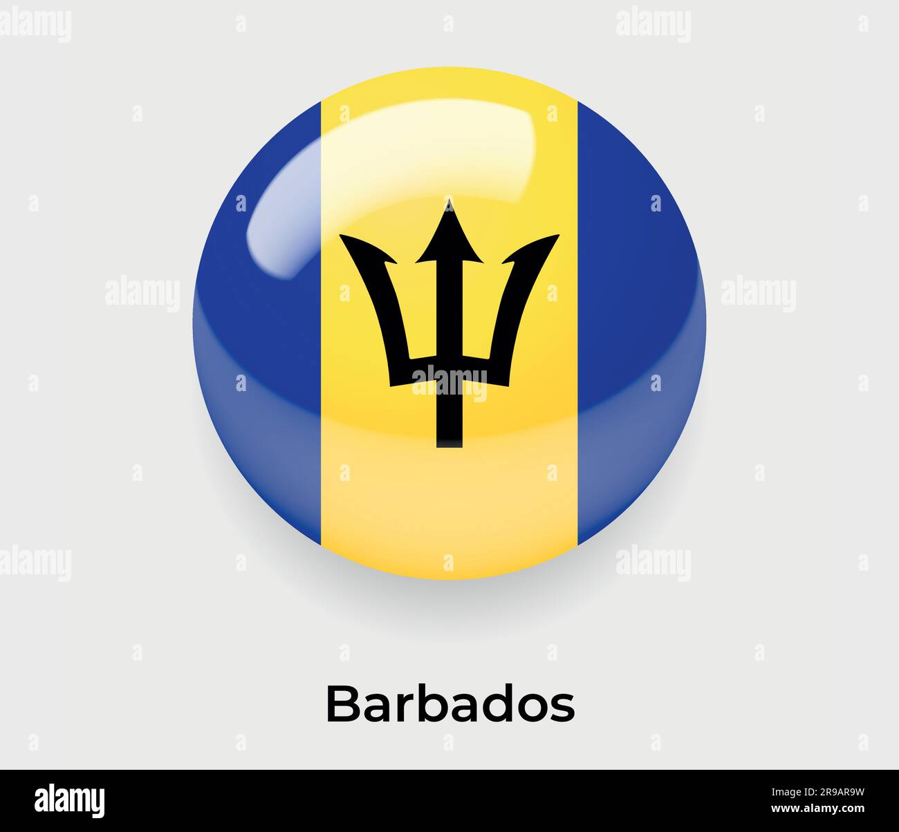 Barbados glossy flag bubble circle round shape icon vector illustration ...
