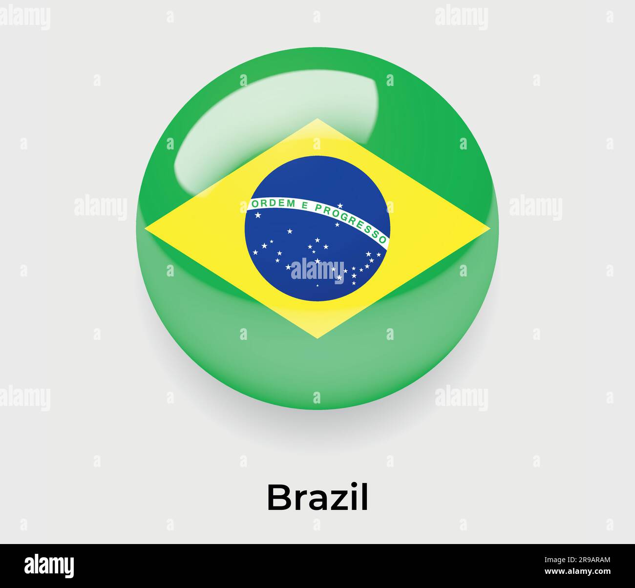 Brazil glossy flag bubble circle round shape icon vector illustration ...