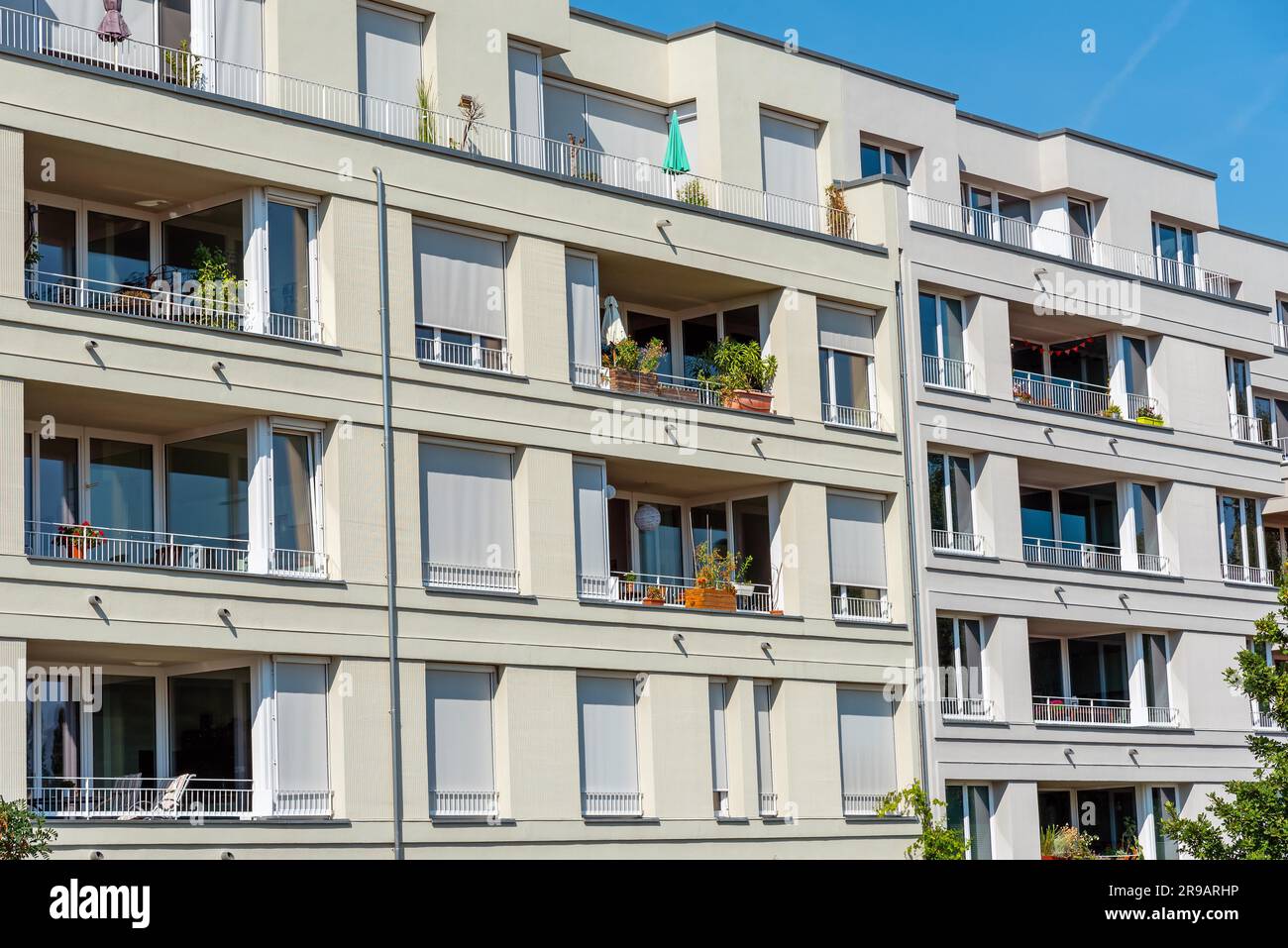 Facade of a modern apartment building, seen in Berlin, Germany Stock ...
