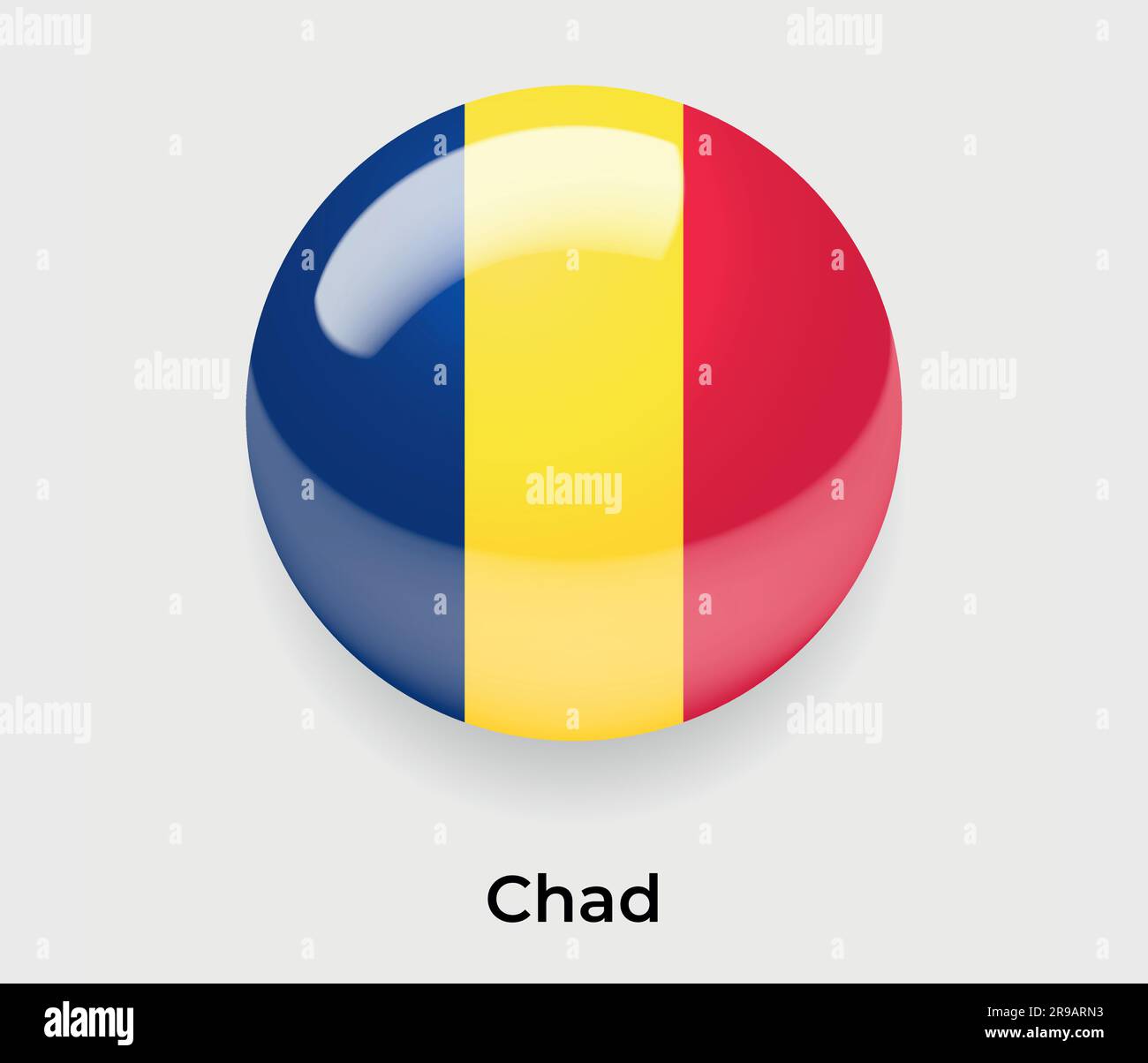 Chad glossy flag bubble circle round shape icon vector illustration glass Stock Vector Image ...