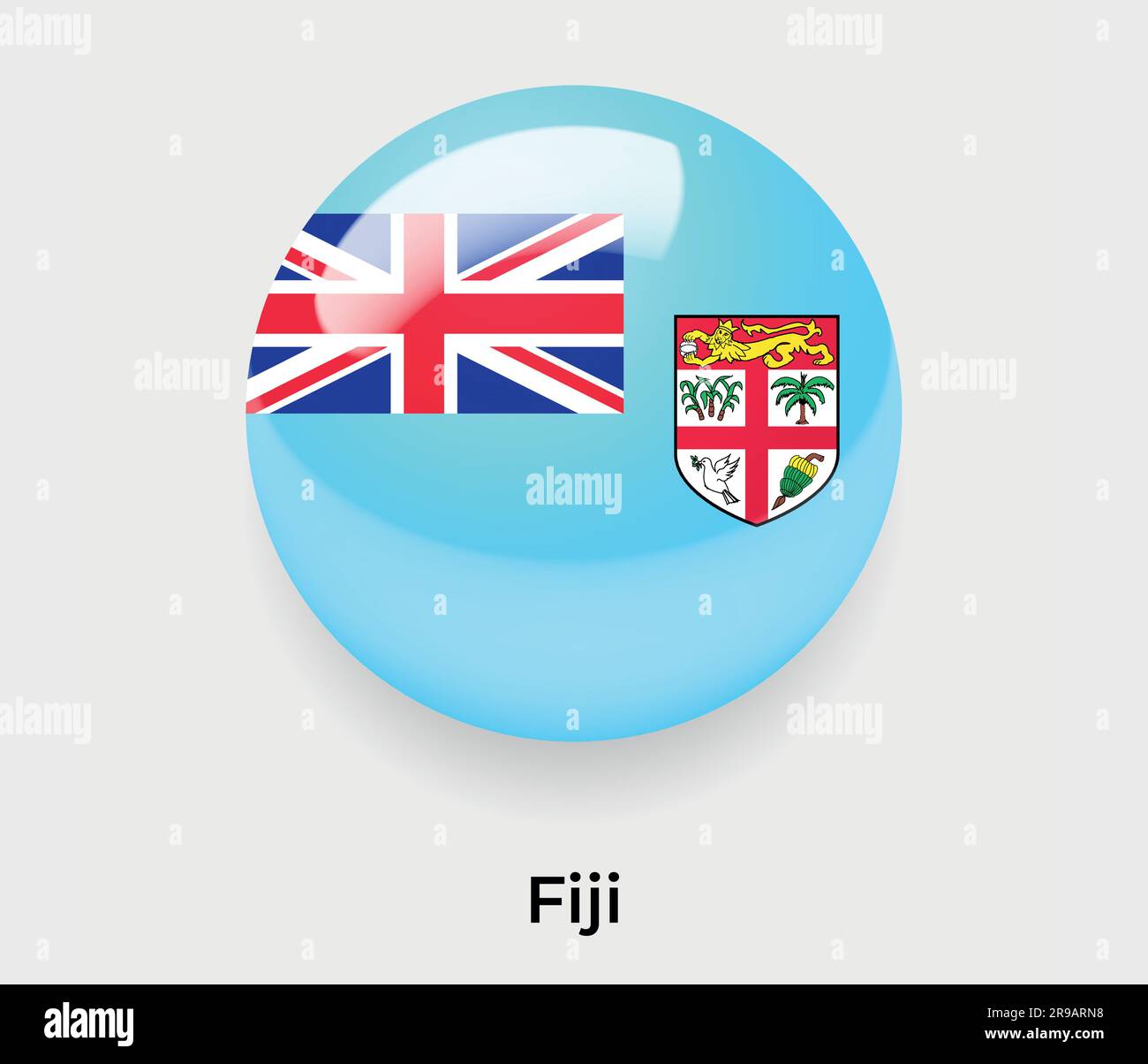 Fiji Glossy Flag Bubble Circle Round Shape Icon Vector Illustration