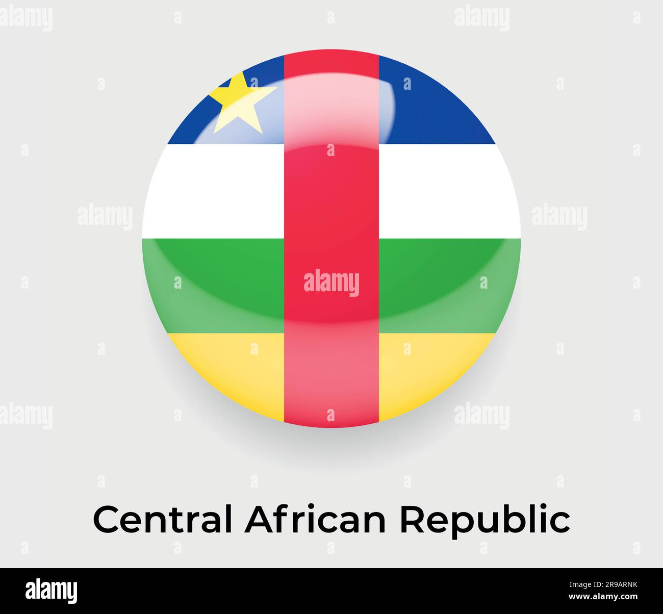 Central African Republic glossy flag bubble circle round shape icon vector illustration glass ...