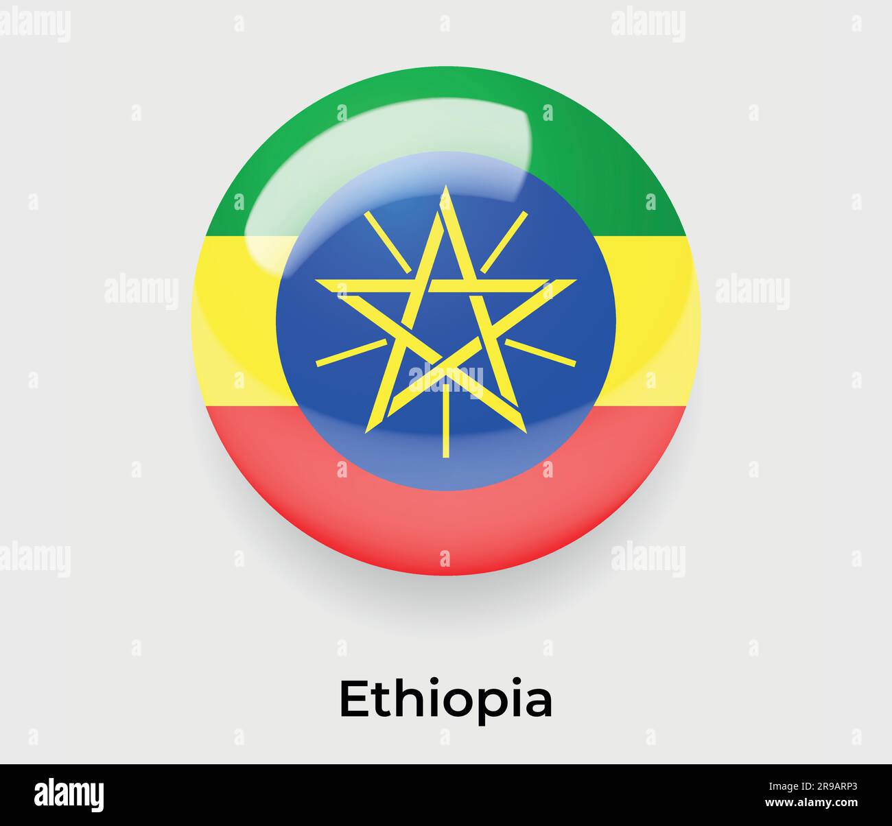 Ethiopia Glossy Flag Bubble Circle Round Shape Icon Vector Illustration