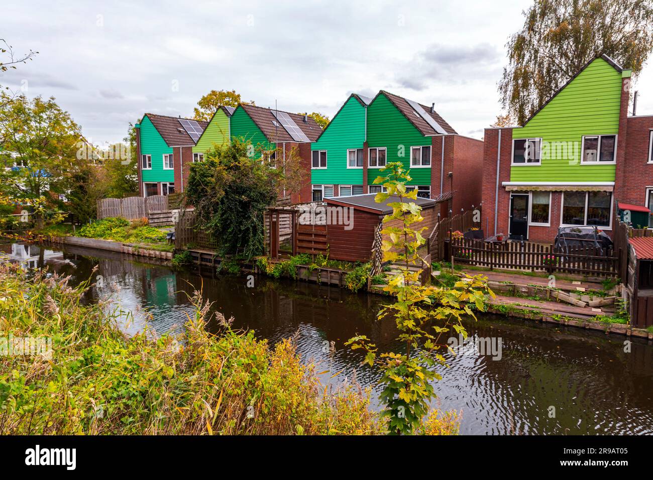 Street view and typican architecture in Zaandam, a city in North ...