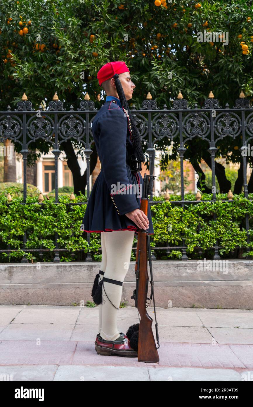 Athens, Greece - November 24, 2021: Young Evzones in training at the ...