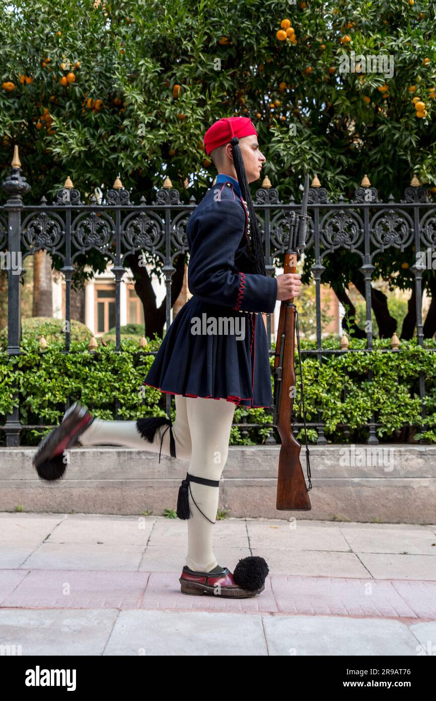Athens, Greece - November 24, 2021: Young Evzones in training at the ...