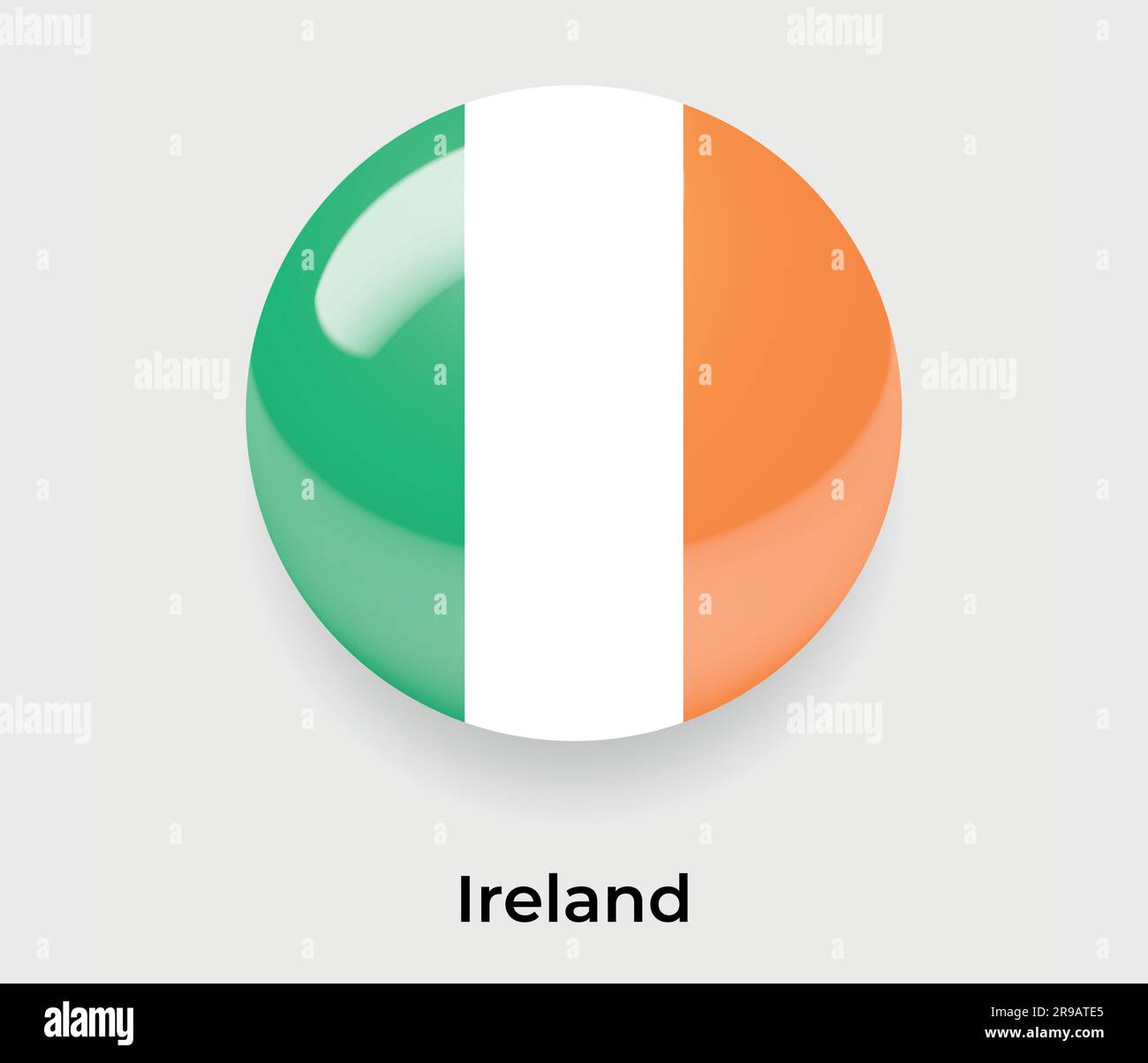 Ireland glossy flag bubble circle round shape icon vector illustration ...