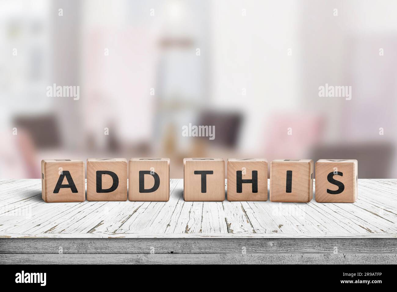 Add this message sign for social media posts in a bright room on a ...