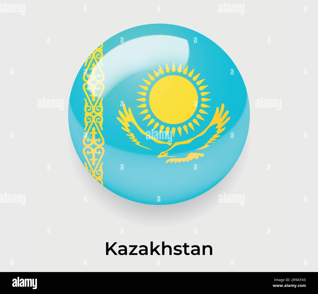 Kazakhstan glossy flag bubble circle round shape icon vector illustration glass Stock Vector ...