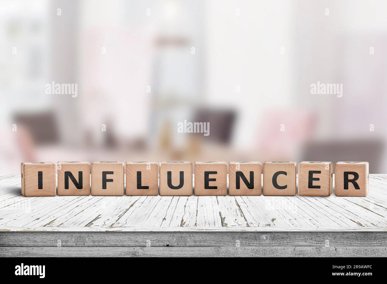 Influencer sign on wooden hi-res stock photography and images - Alamy