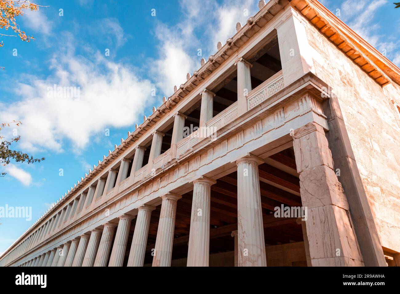 The Stoa of Attalos is a covered portico in the Agora of Athens ...