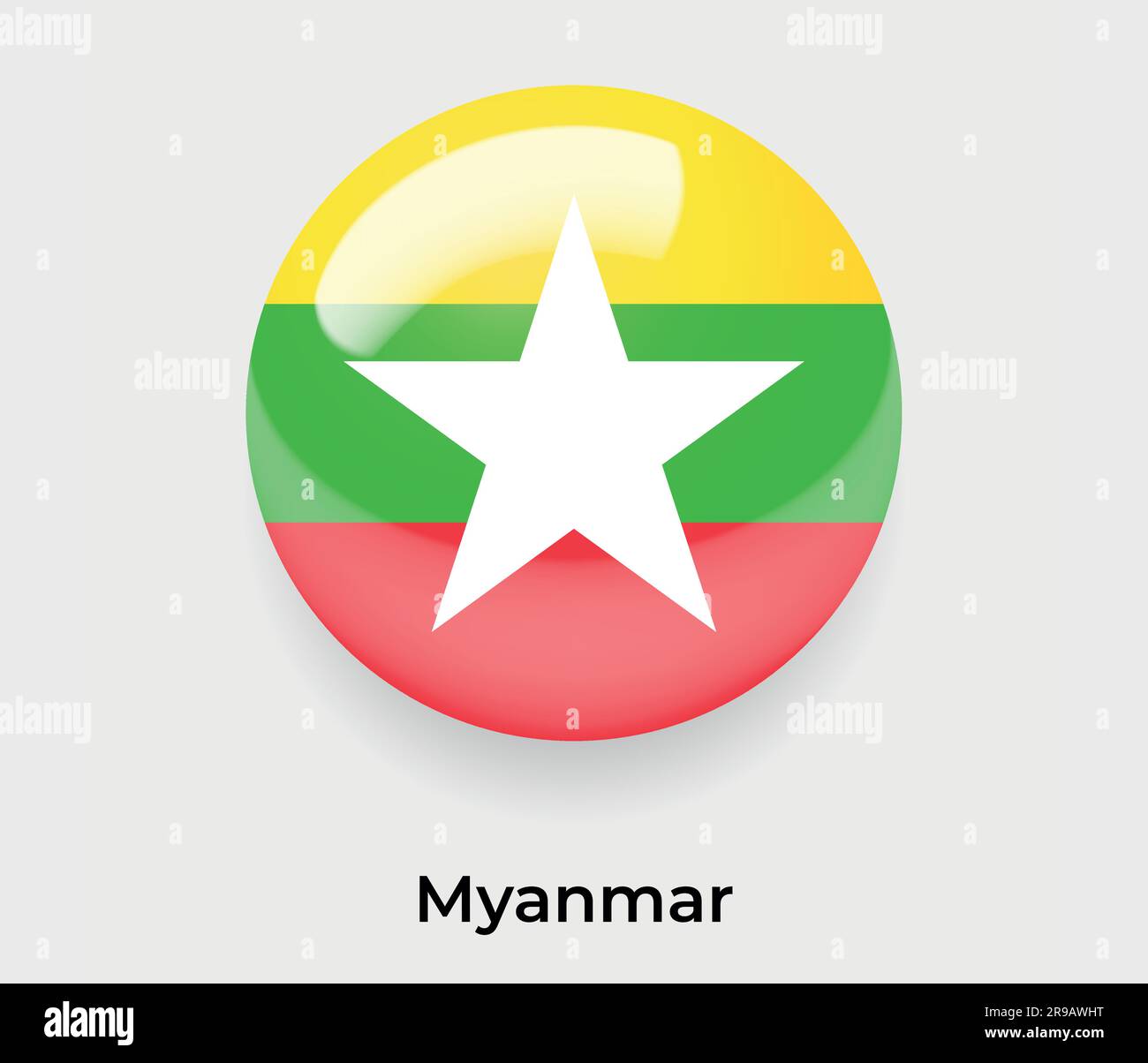 Myanmar glossy flag bubble circle round shape icon vector illustration glass Stock Vector Image ...
