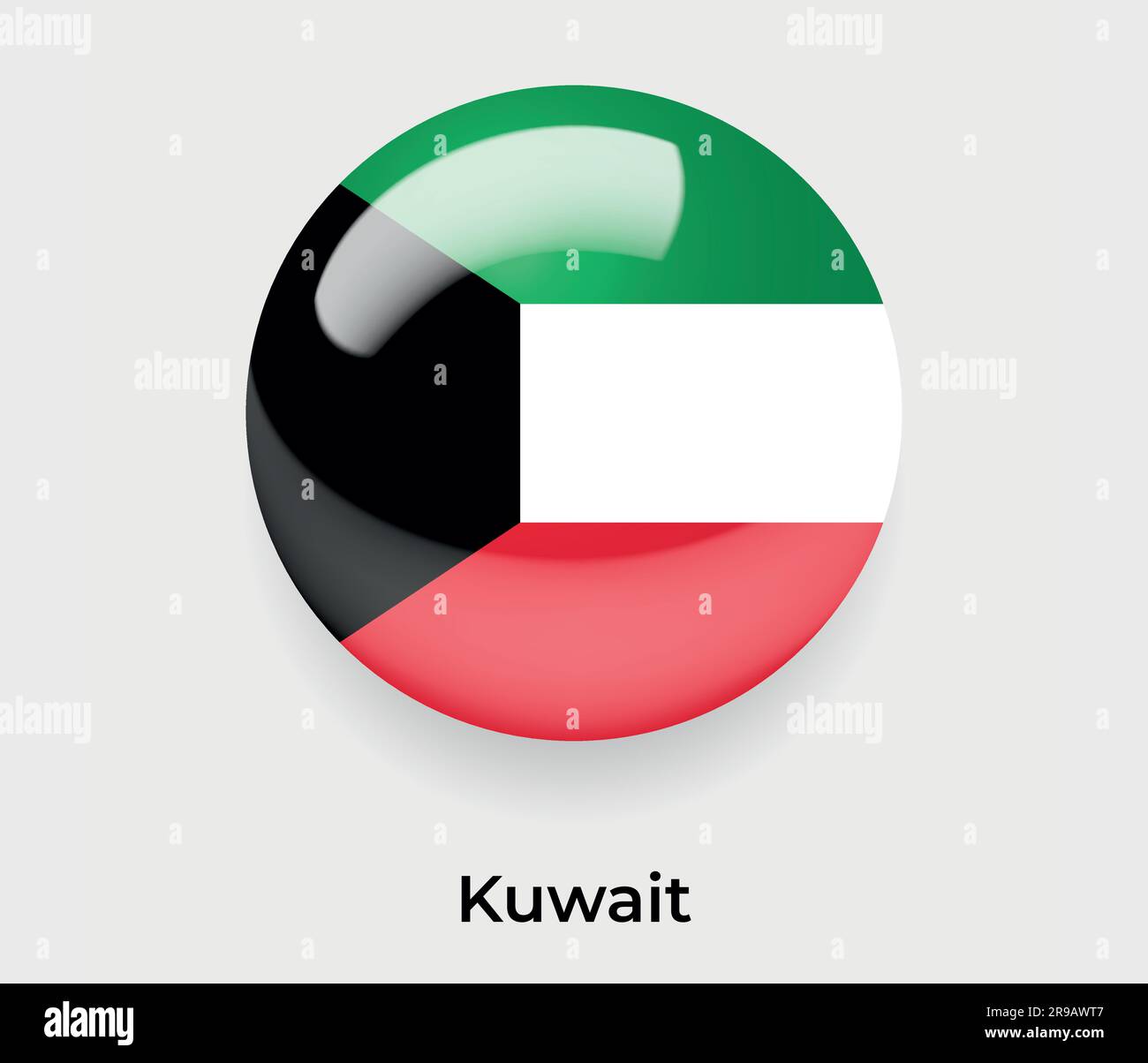 Kuwait glossy flag bubble circle round shape icon vector illustration ...