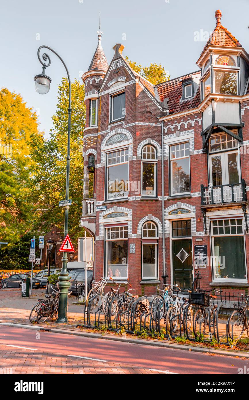 Utrecht, NL - OCT 9, 2021: Street view and traditional Dutch buildings ...