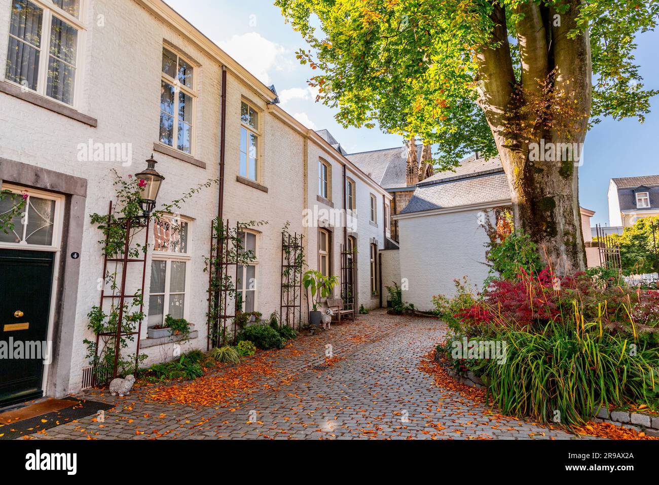 Typical Dutch architecture and street view in Maastricht, a city in ...