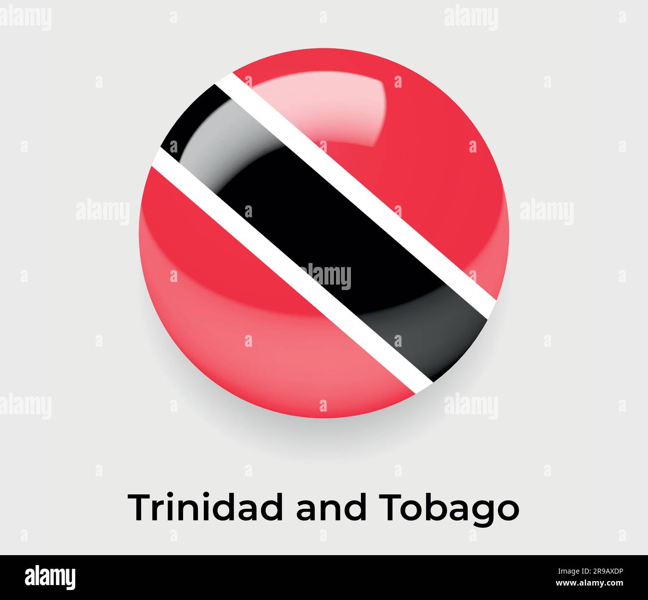 Trinidad and Tobago glossy flag bubble circle round shape icon vector illustration glass Stock ...