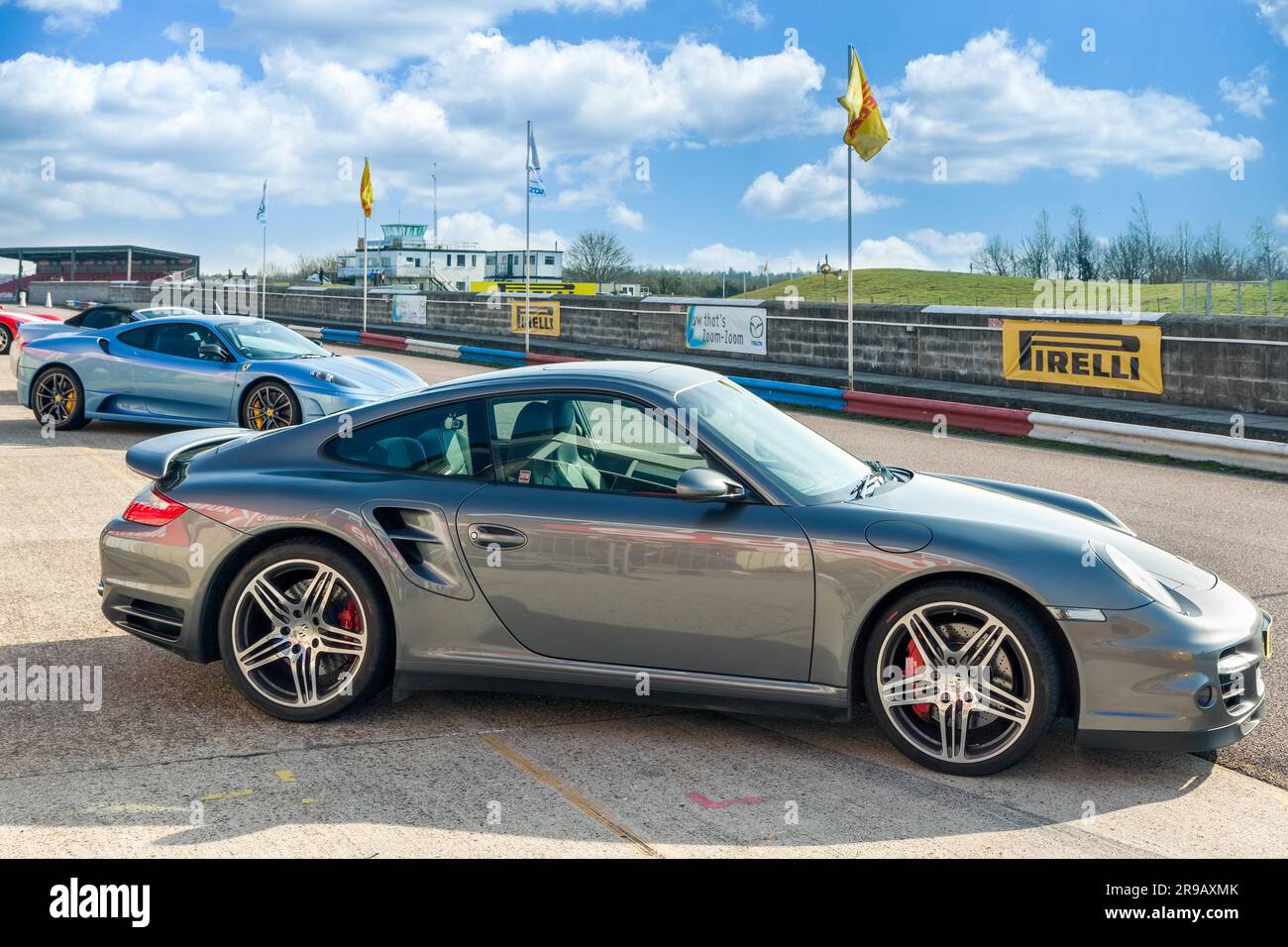 Side View of Porsche Sports Car at Thruxton Racing Circuit Stock Photo ...