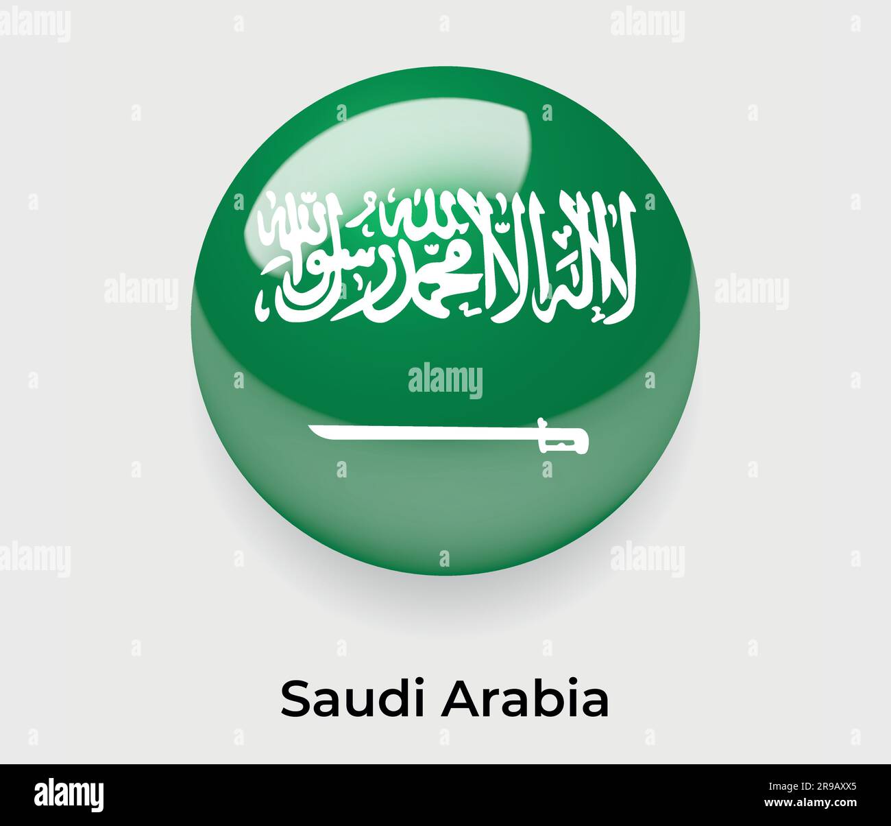 Saudi Arabia glossy flag bubble circle round shape icon vector illustration glass Stock Vector ...