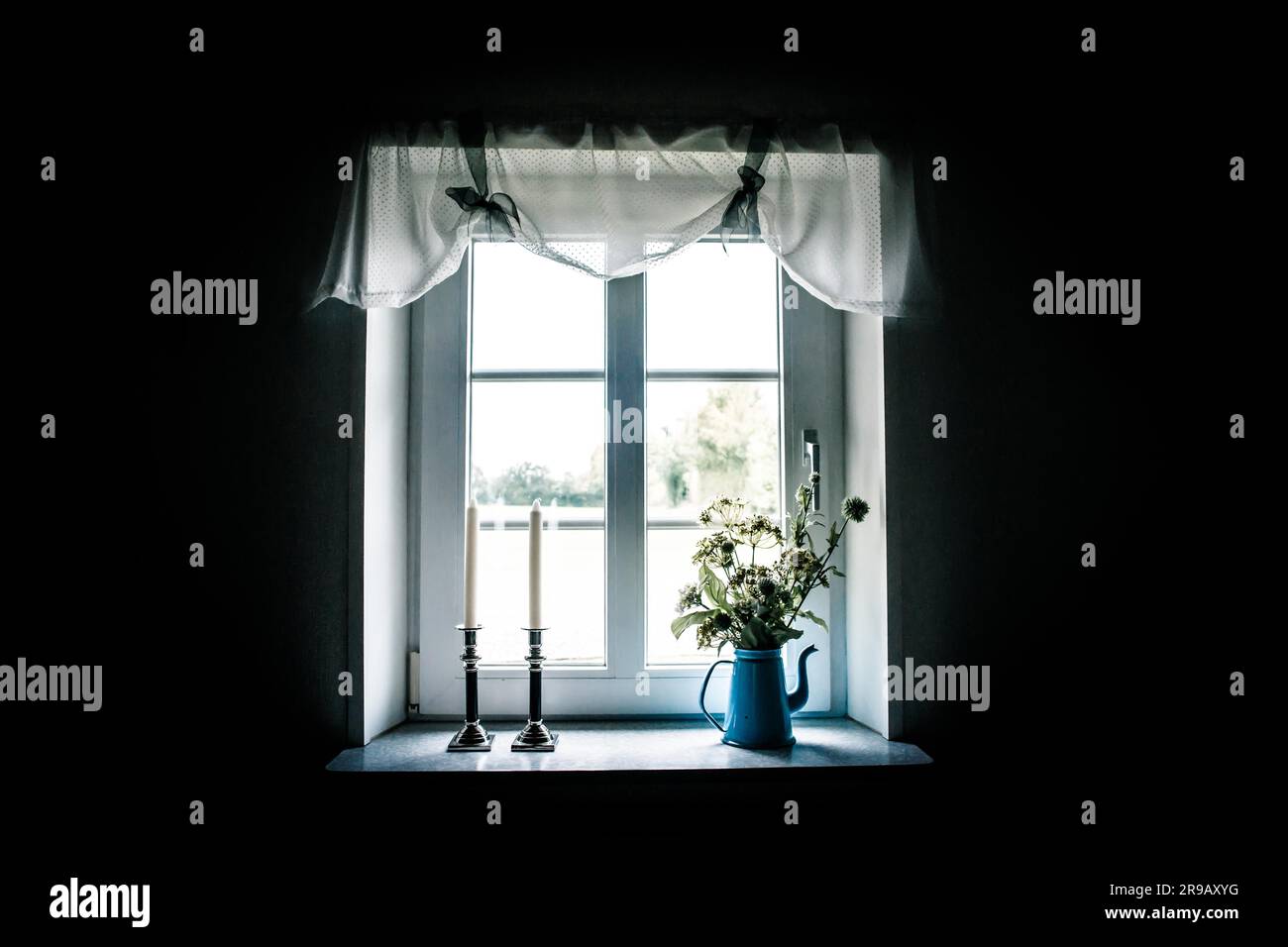 Romantic window with beautiful curtains and decorations Stock Photo - Alamy