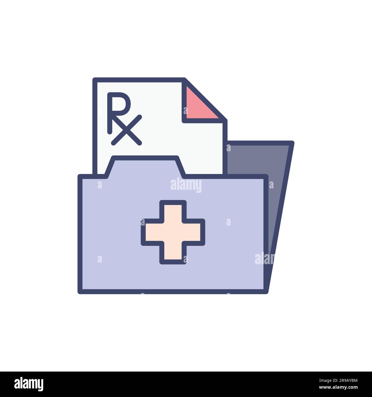 Prescription related vector line icon. Folder, sheet, paper Isolated on ...