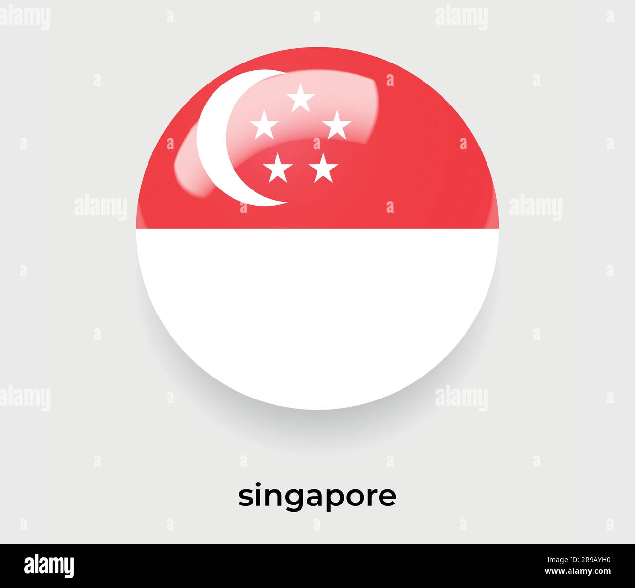 singapore glossy flag bubble circle round shape icon vector illustration glass Stock Vector ...