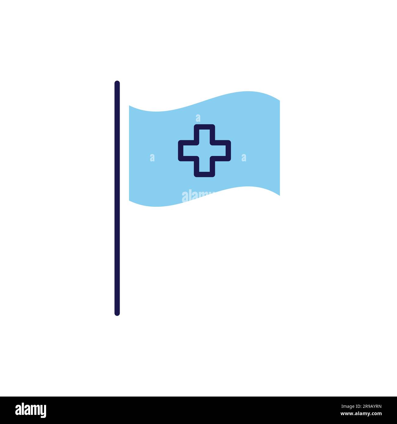 Medical Flag related vector line icon. Isolated on white background ...