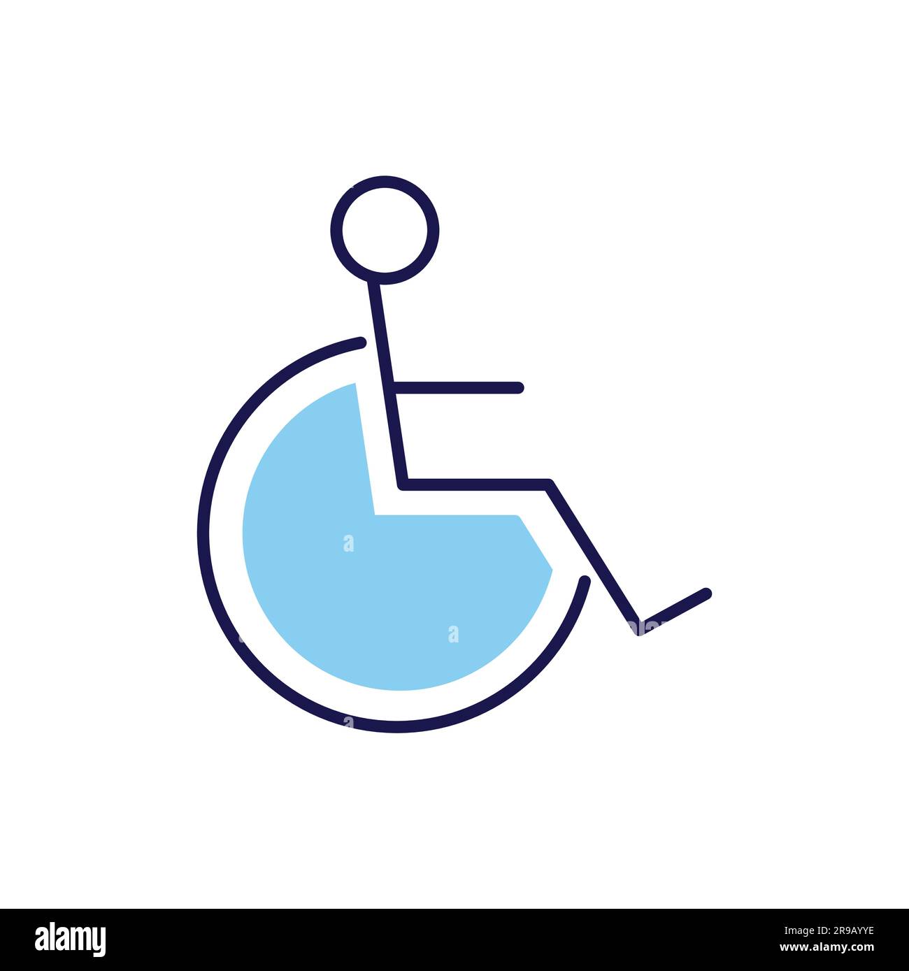 Disabled related vector line icon. Disabled person in wheelchair linear ...