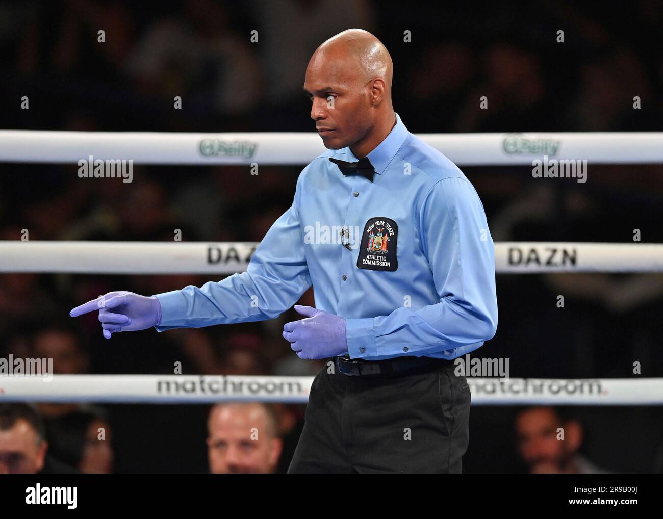NEW YORK, NY - JUN 24: Referee Harvey Dock officiates the action as ...