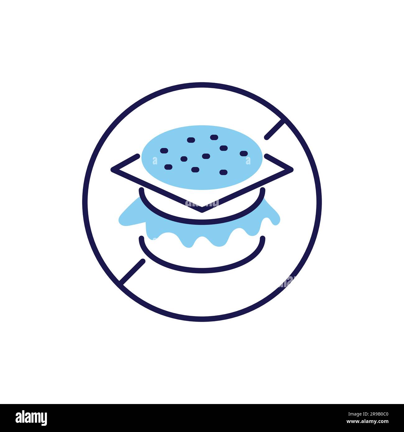 No Fast Food related vector line icon. Prohibition sign, burger ...