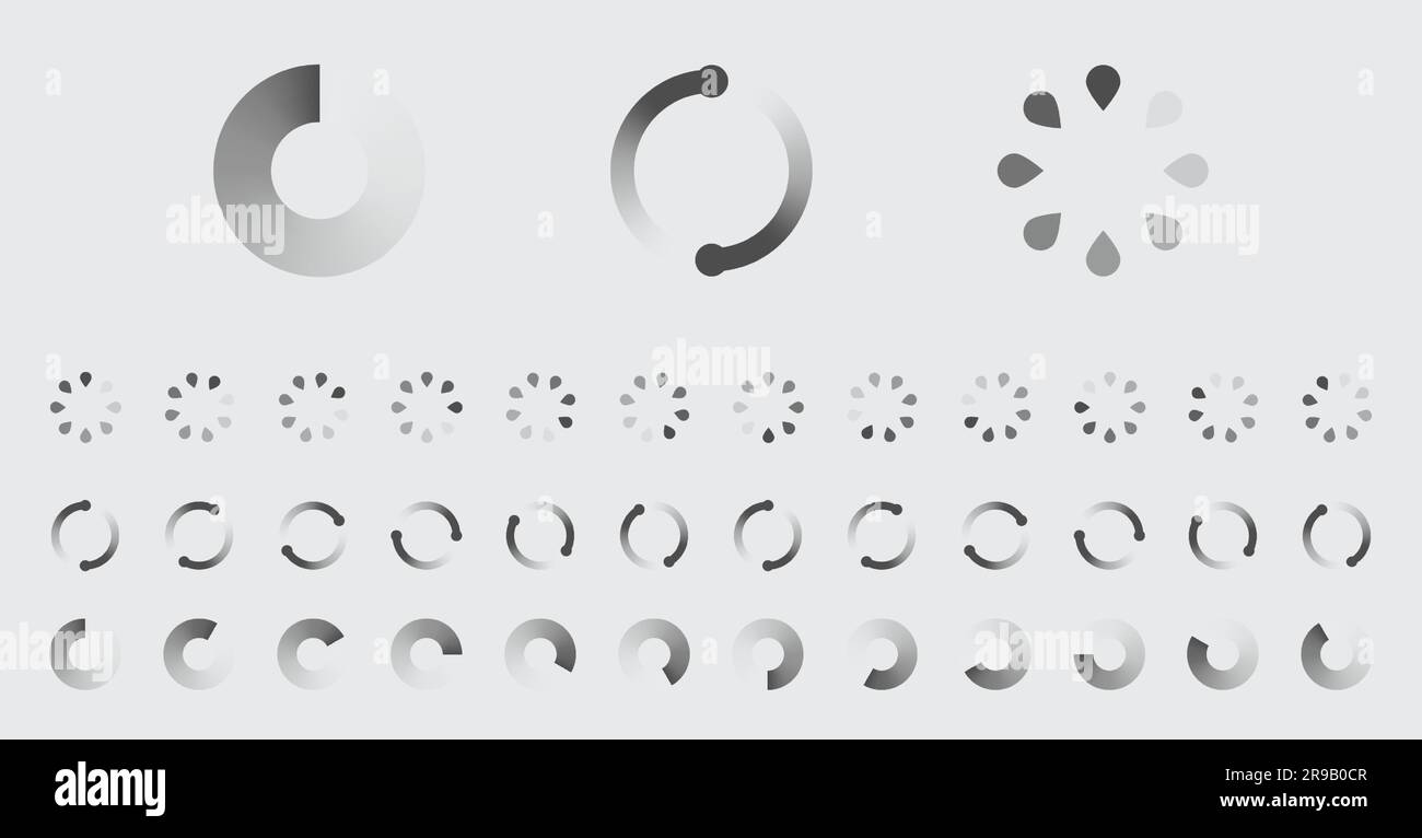Circular Loading Buffering Icons Vector Set Video Ready for Animation Gif All Keyframes Frames ...