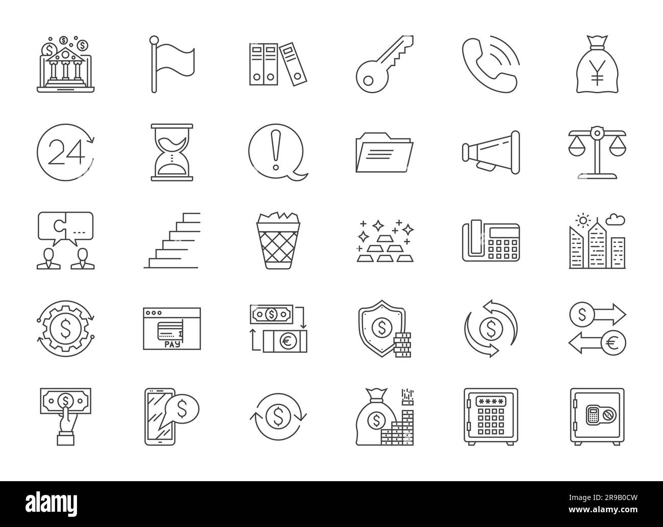 Set vector business line icons in flat design with elements for mobile ...