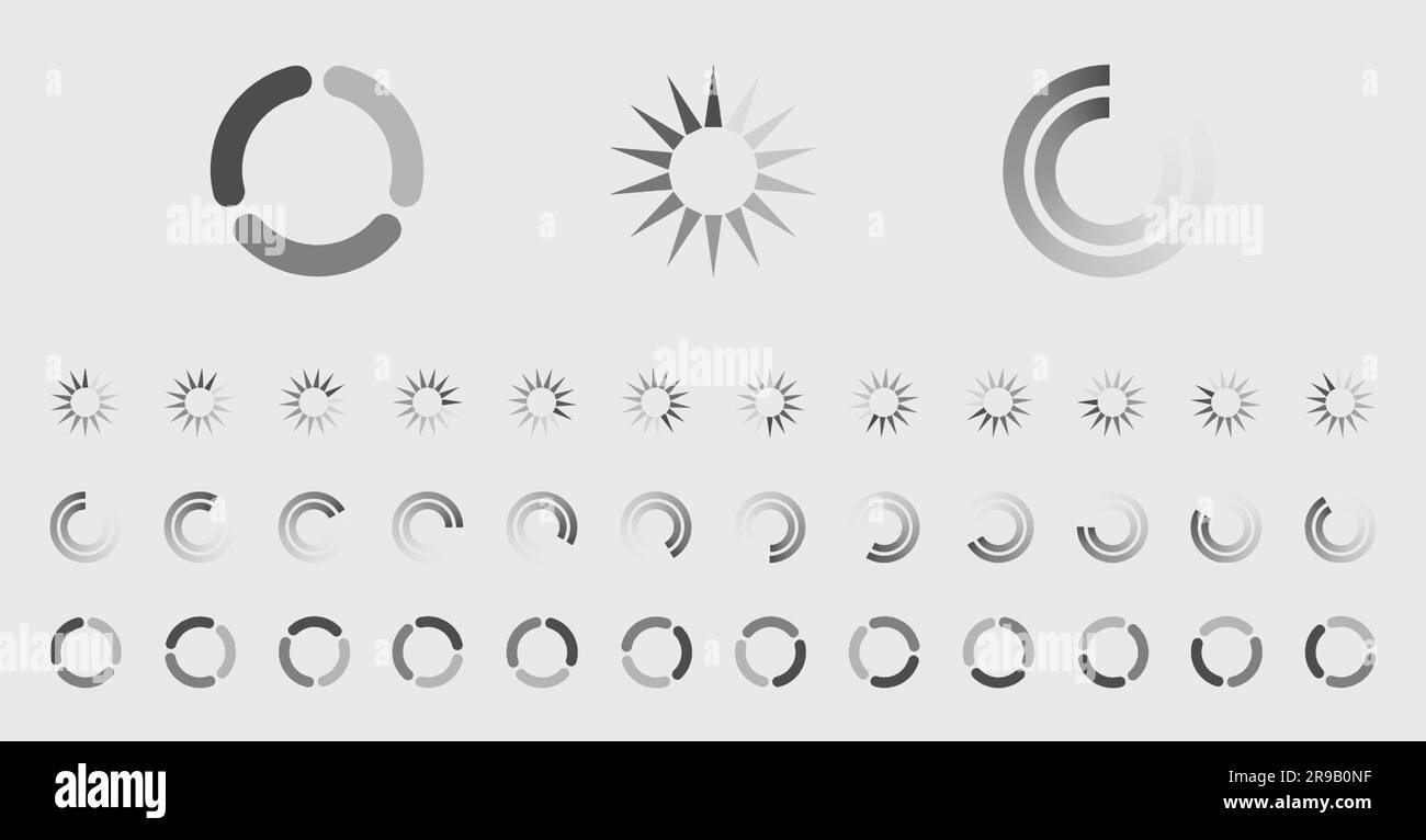 Circular Loading Buffering Icons Vector Set Video Ready for Animation Gif All Keyframes Frames ...