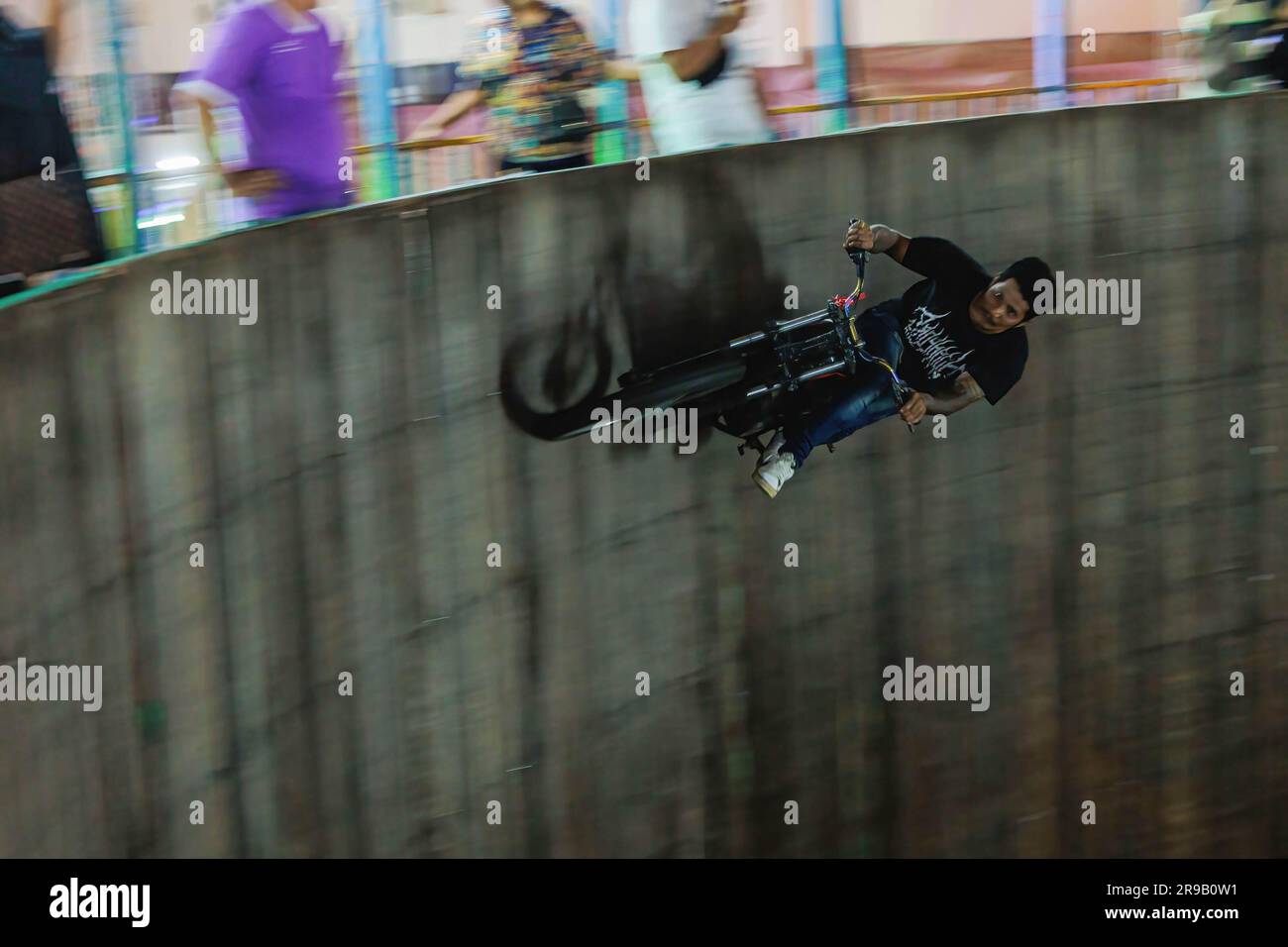 Motorbike acrobat perform during the show. Worawoot the iron bones ...