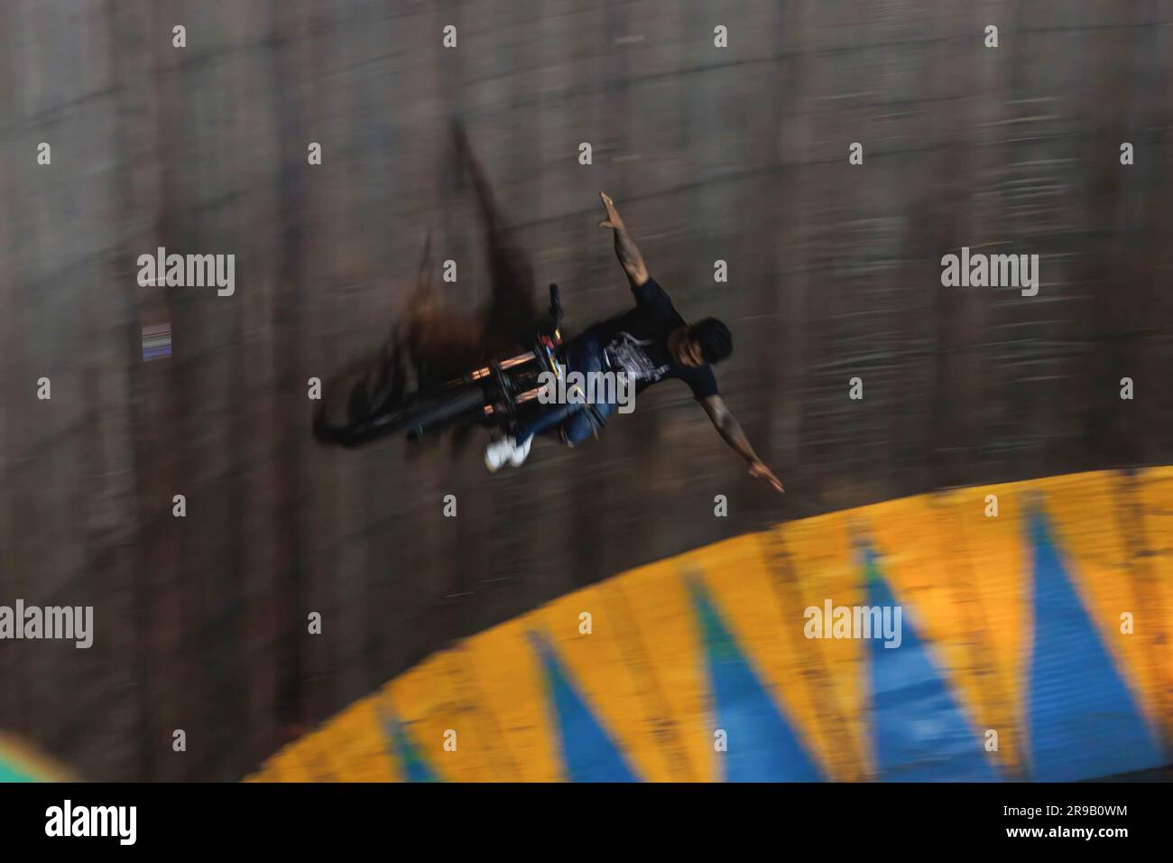 Motorbike acrobat perform during the show. Worawoot the iron bones ...