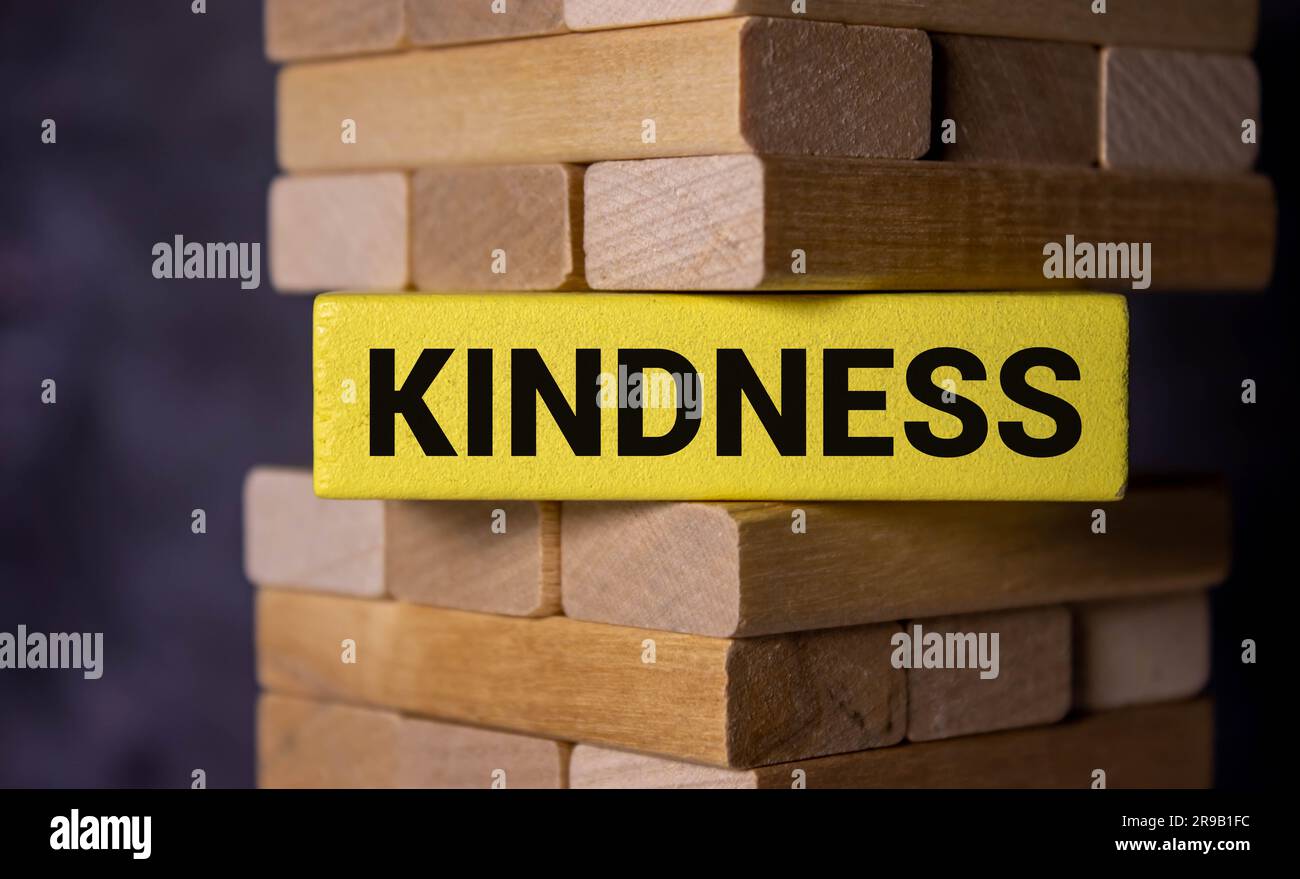 Kindness Word Written In Wooden Cube Stock Photo - Alamy