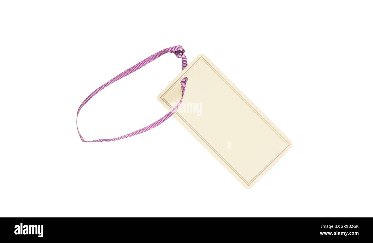 Price tag with a pink string isolated on white Stock Photo - Alamy