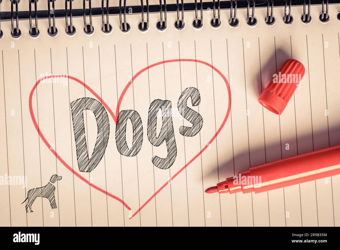 I love dogs note on paper with a brush Stock Photo - Alamy
