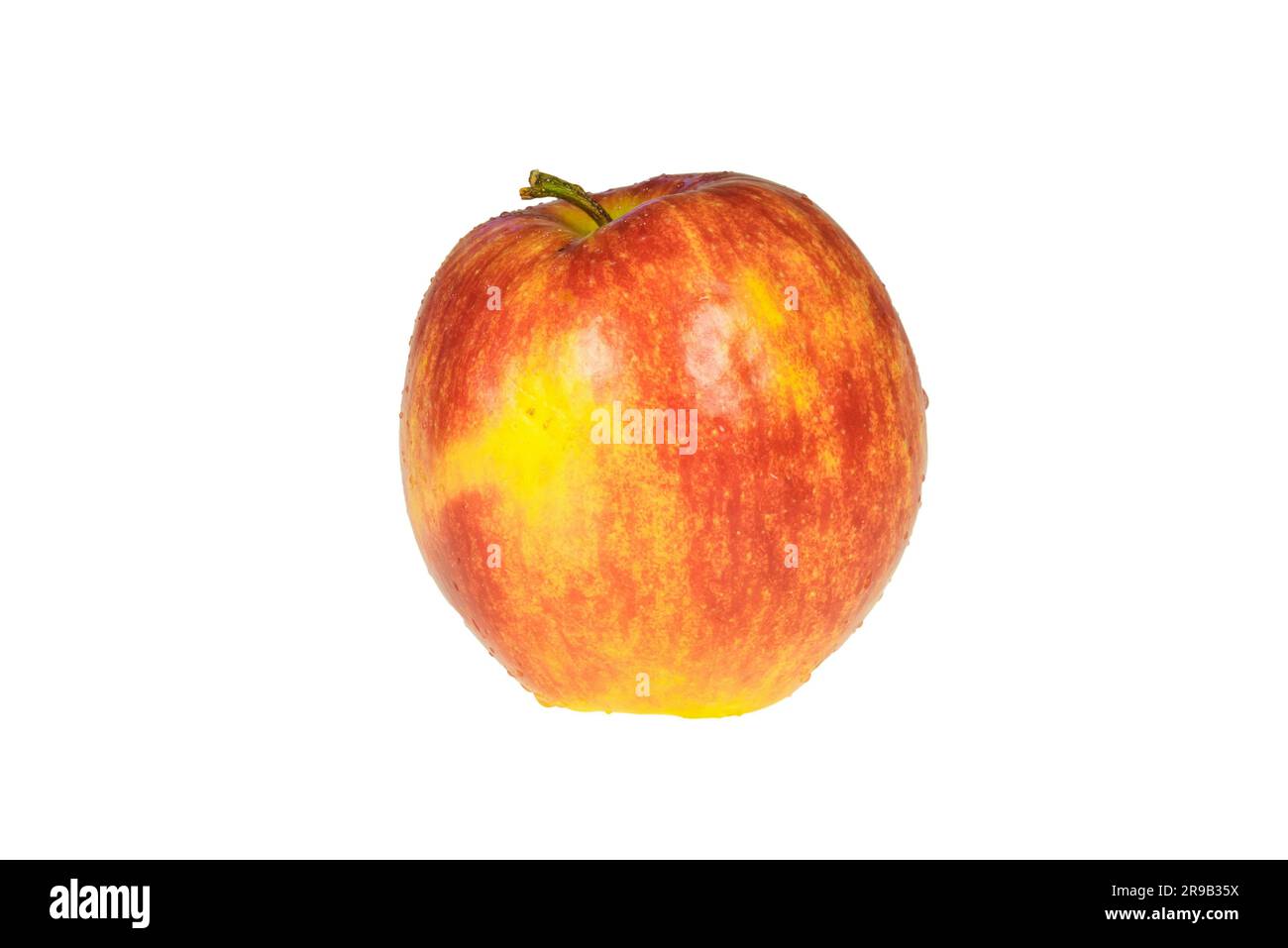 Juice red apple with dew isolated on white Stock Photo - Alamy