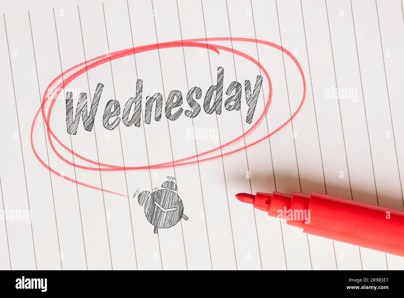Wednesday note with a red marker and a circle Stock Photo - Alamy