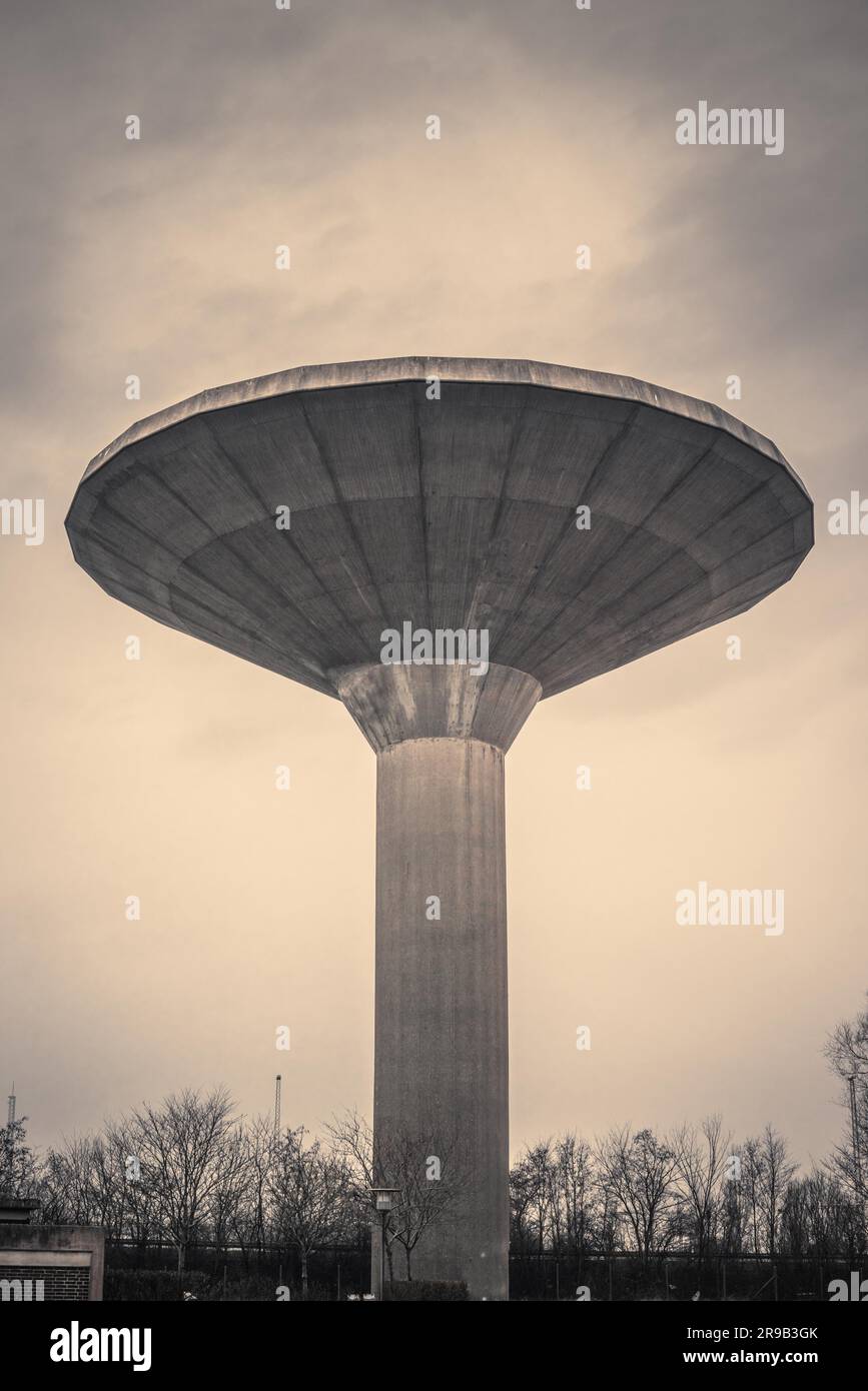 Water tower in Denmark in dark cloudy weather Stock Photo - Alamy
