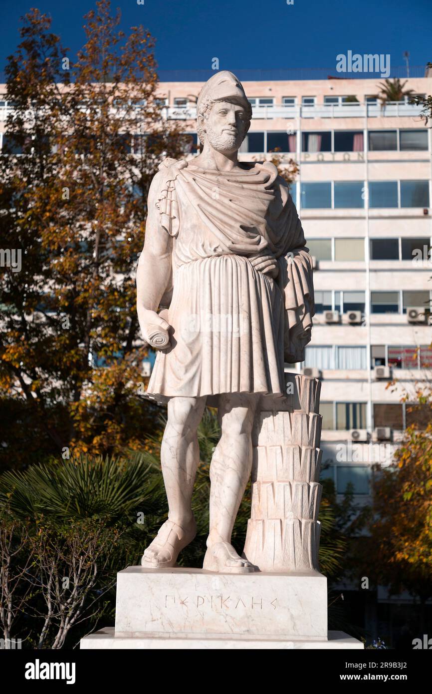 Athens, Greece - 25 Nov 2021: Marble statue of Pericles in Athens ...
