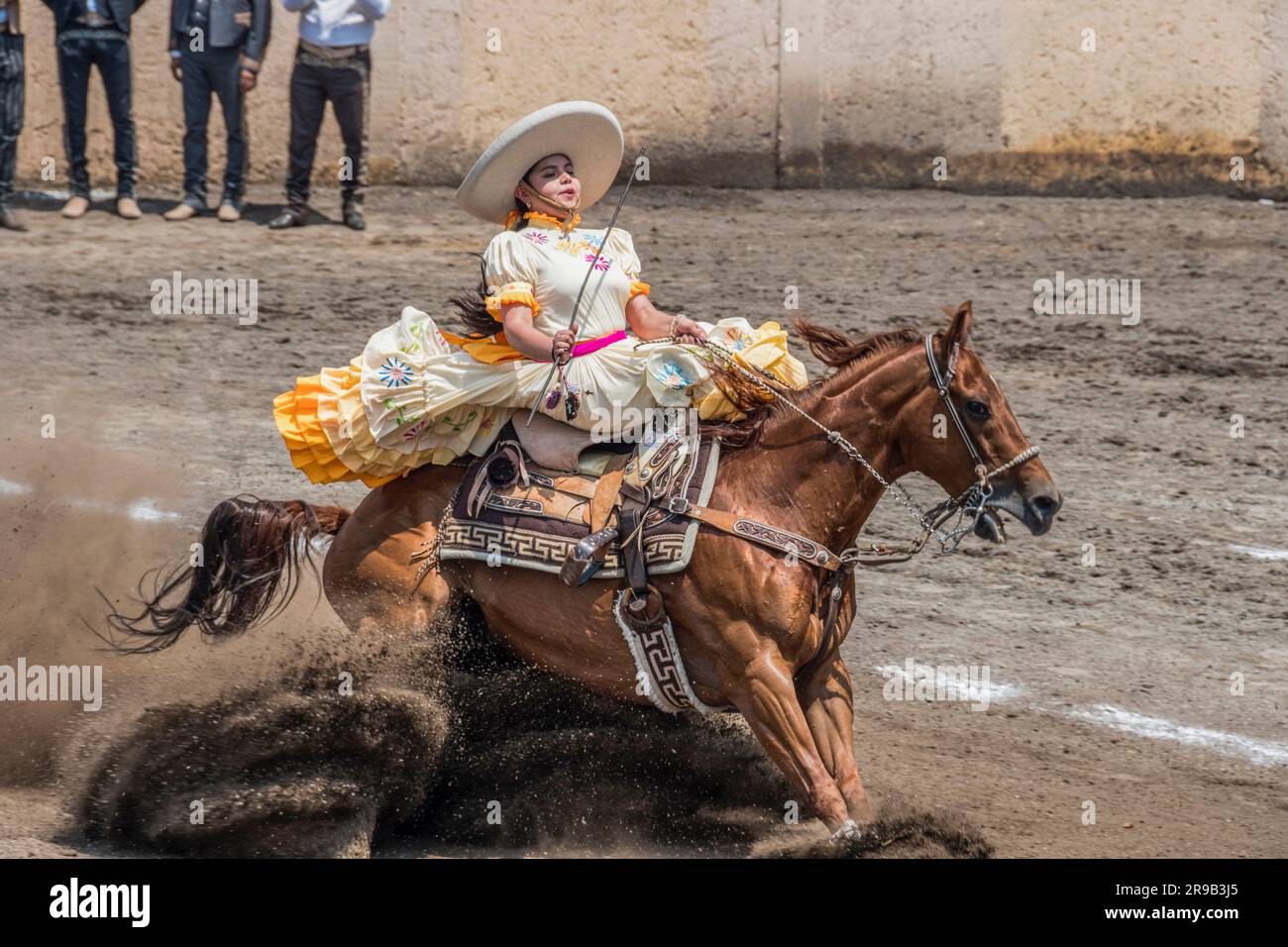 Women compete in a traditional Charreria in Mexico City, Mexico Stock ...