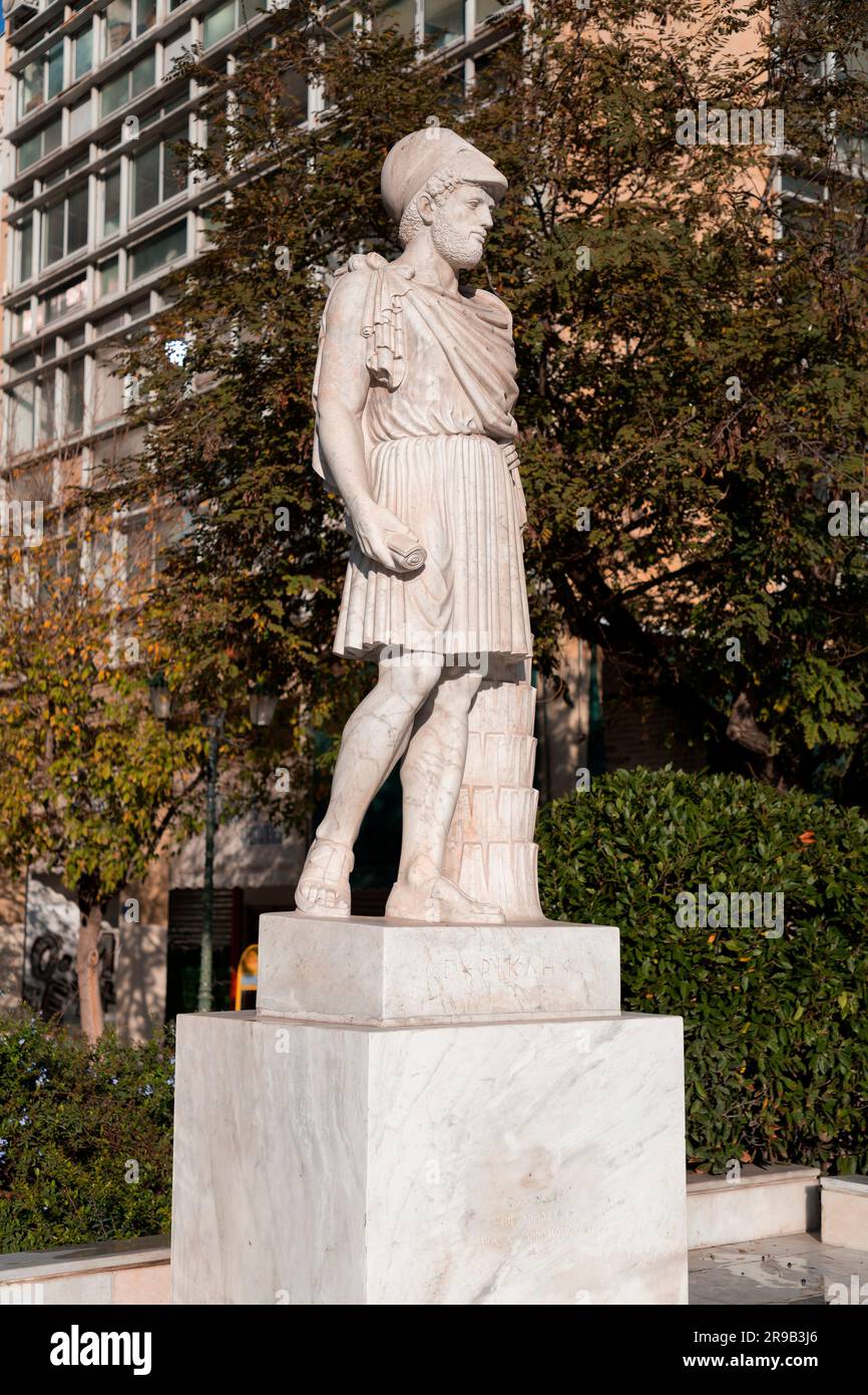 Athens, Greece - 25 Nov 2021: Marble statue of Pericles in Athens ...